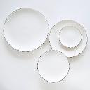 Silver Rim Porcelain Dinnerware Set - Toronto Event Rentals - Nayos